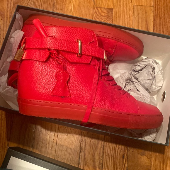 Buscemi | Shoes | Buscemi Red Leather A Wedge Sneaker Slightly Worn ...